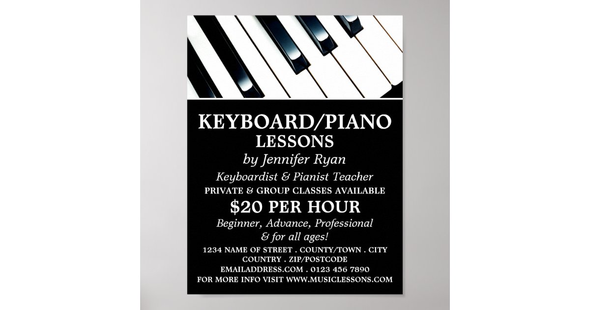 Keyboard Keys, Keyboard, Piano Lessons Poster | Zazzle
