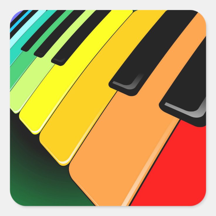 Keyboard Music Party Colors Square Sticker | Zazzle