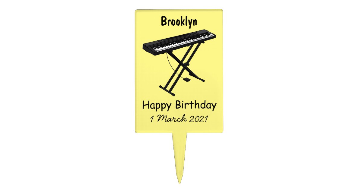 Keyboard piano cartoon illustration cake topper | Zazzle