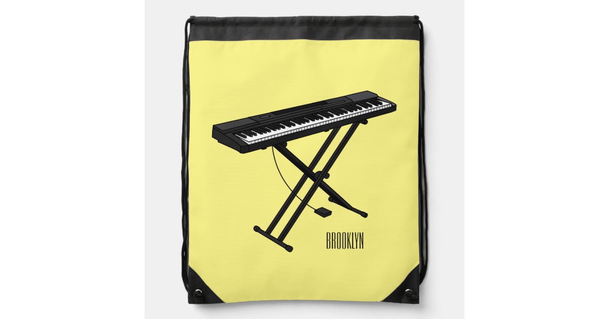 Keyboard piano cartoon illustration drawstring bag | Zazzle
