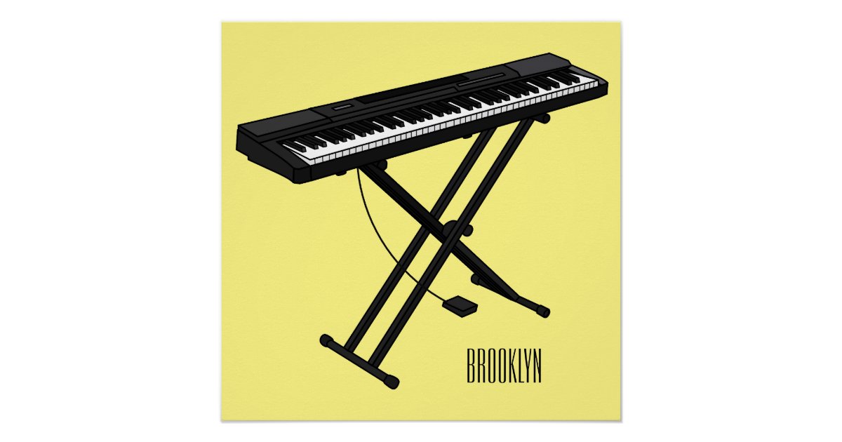 Keyboard piano cartoon illustration poster | Zazzle