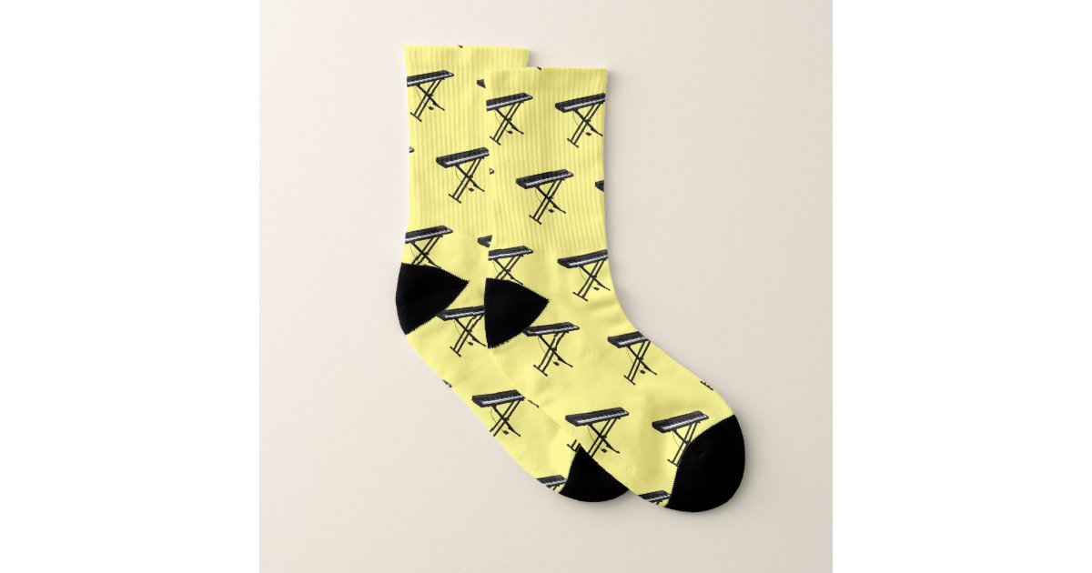 Keyboard piano cartoon illustration socks | Zazzle