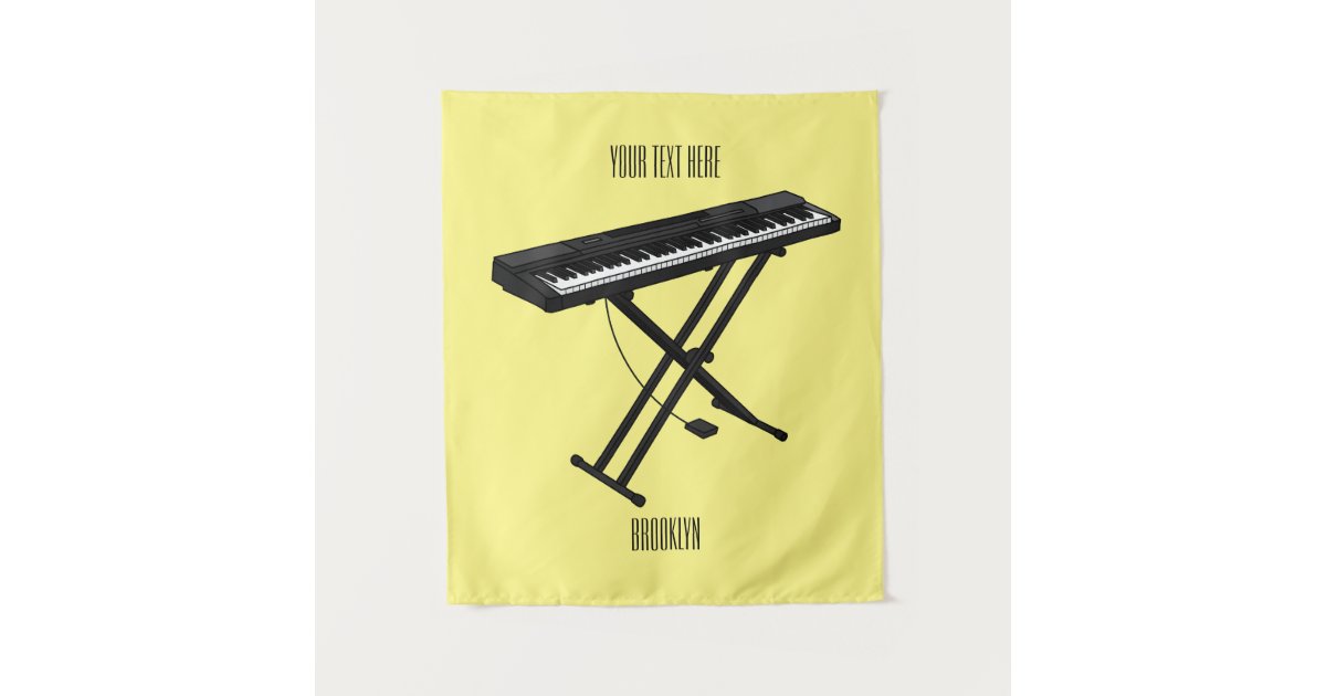 Keyboard piano cartoon illustration tapestry | Zazzle