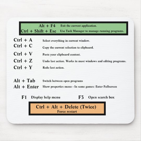 Keyboard Shortcut Helper Mousepad | Zazzle.com