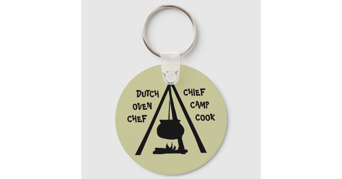 KEYCHAIN CAMPING GLAMPING DUTCH OVEN CHEF COOKING | Zazzle