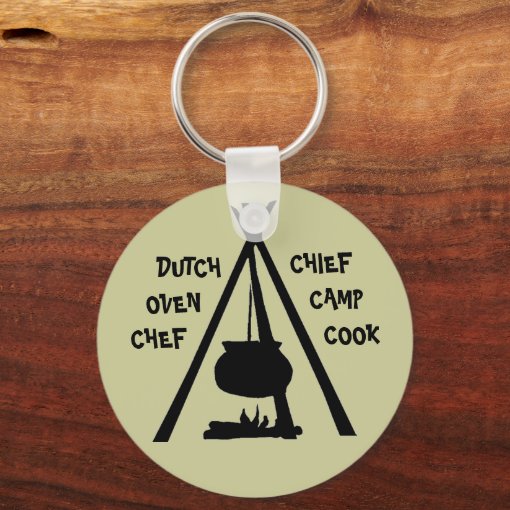 KEYCHAIN CAMPING GLAMPING DUTCH OVEN CHEF COOKING | Zazzle