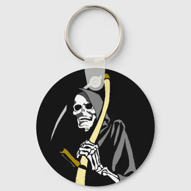 KEYCHAIN Grim Reaper Scythe Reaping Tool skeleton | Zazzle