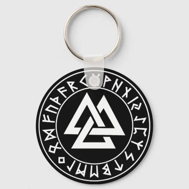 keychain Tri-Triangle Rune Shield on Blk | Zazzle