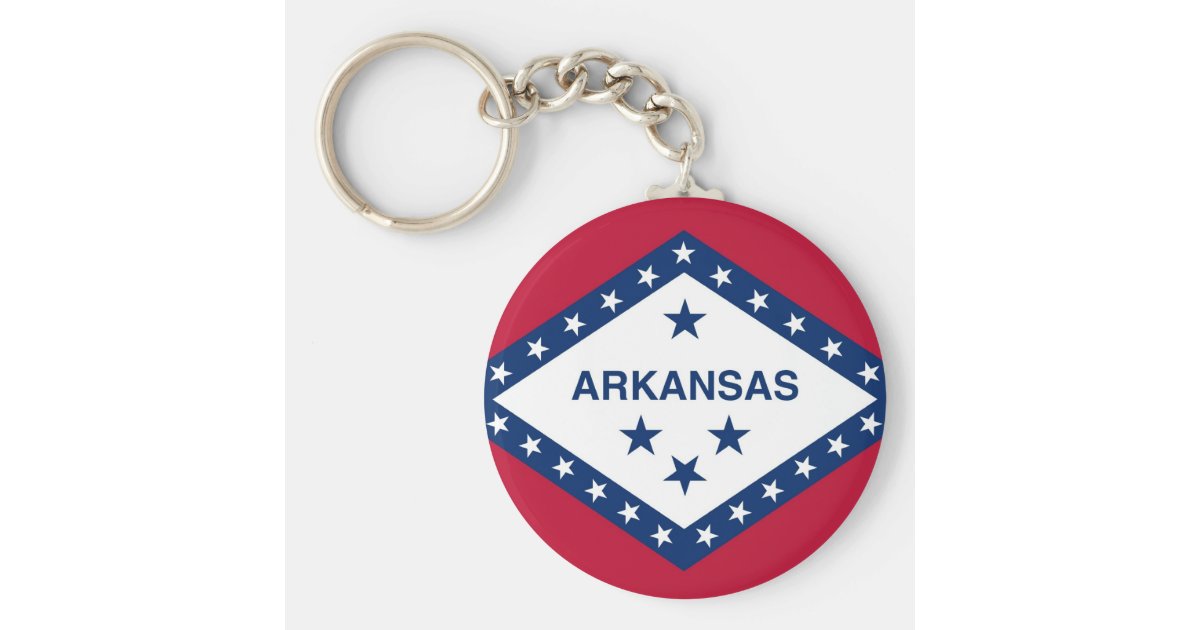 Keychain with Flag of Arkansas State | Zazzle
