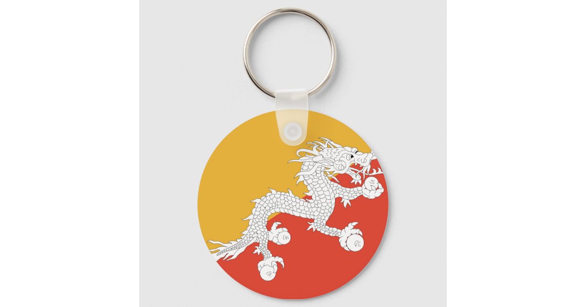 Keychain with Flag of Bhutan | Zazzle