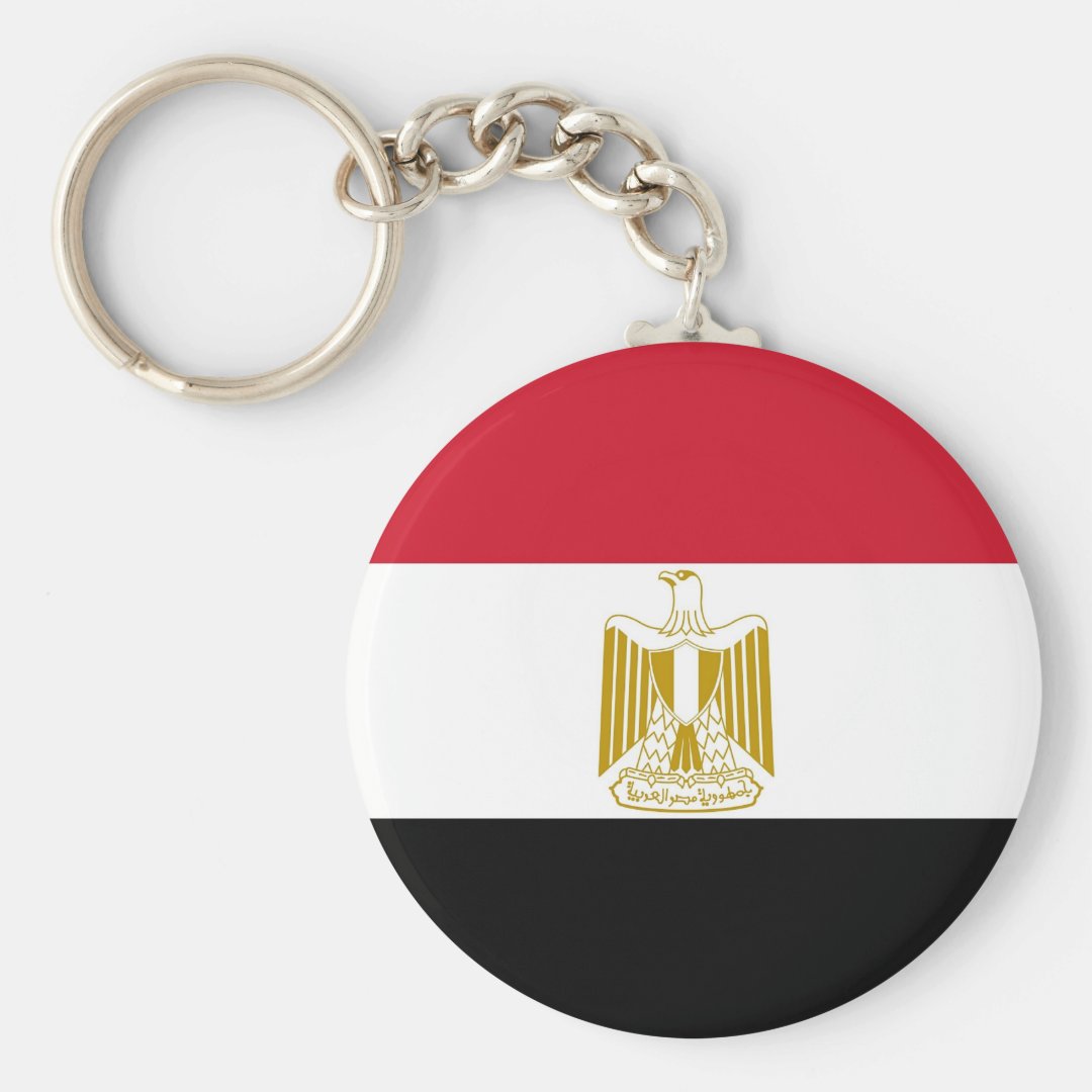 Keychain with Flag of Egypt | Zazzle