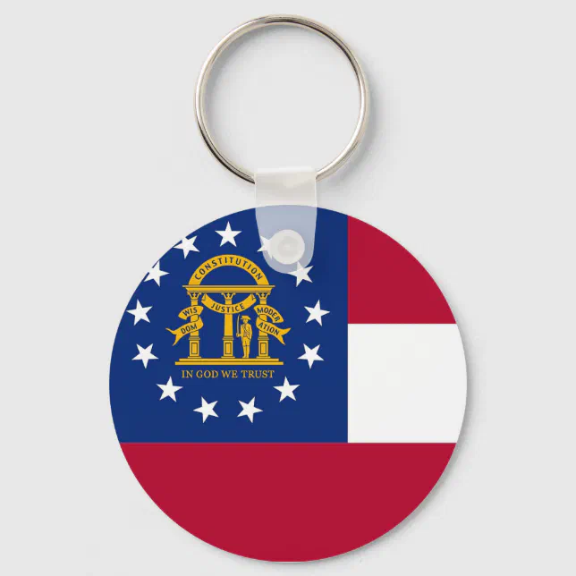 Keychain with Flag of Georgia State | Zazzle