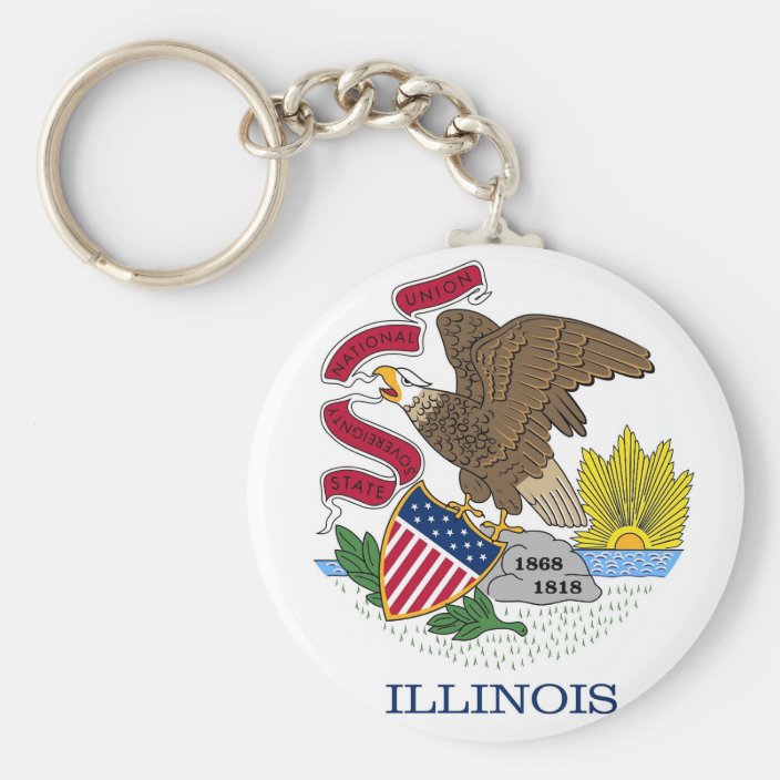 Keychain with Flag of Illinois State | Zazzle.com
