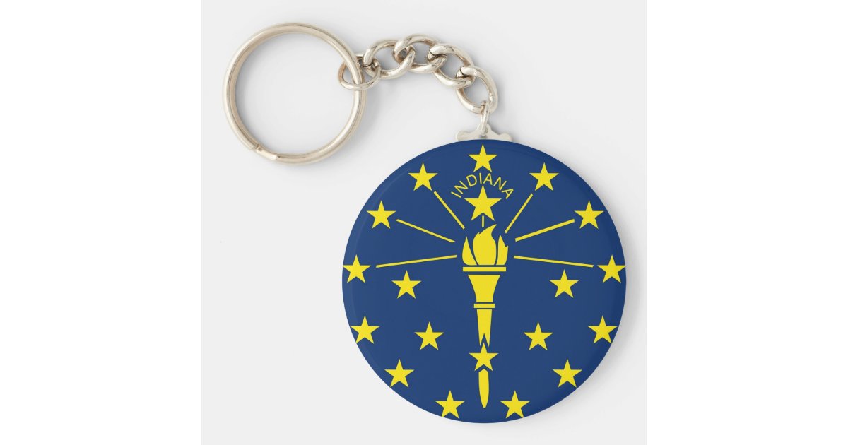 Keychain with Flag of Indiana State | Zazzle