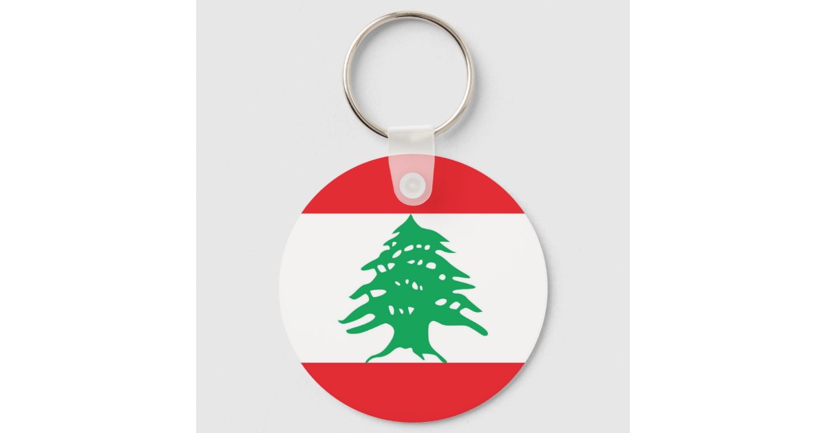 Keychain with Flag of Lebanon | Zazzle