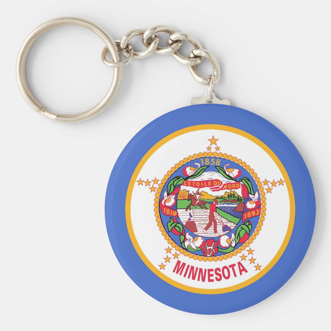 Keychain with Flag of Minnesota State | Zazzle