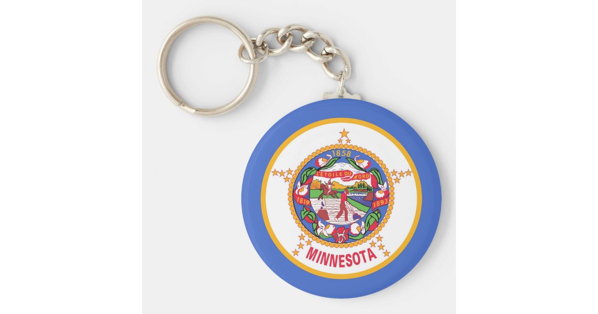 Keychain with Flag of Minnesota State | Zazzle