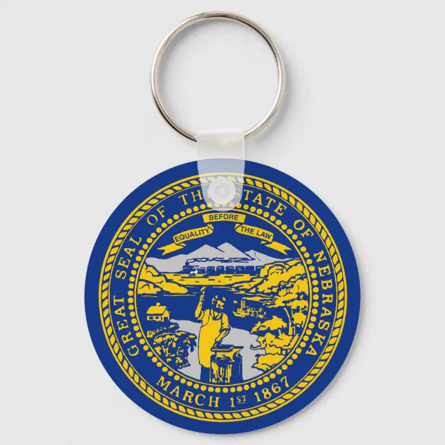 Keychain with Flag of Nebraska State | Zazzle