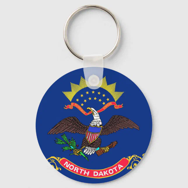 Keychain with Flag of North Dakota State | Zazzle