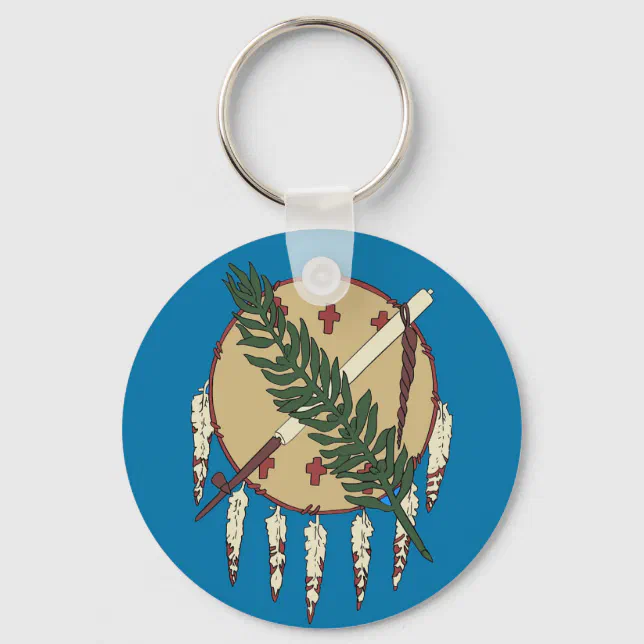 Keychain with Flag of Oklahoma State | Zazzle