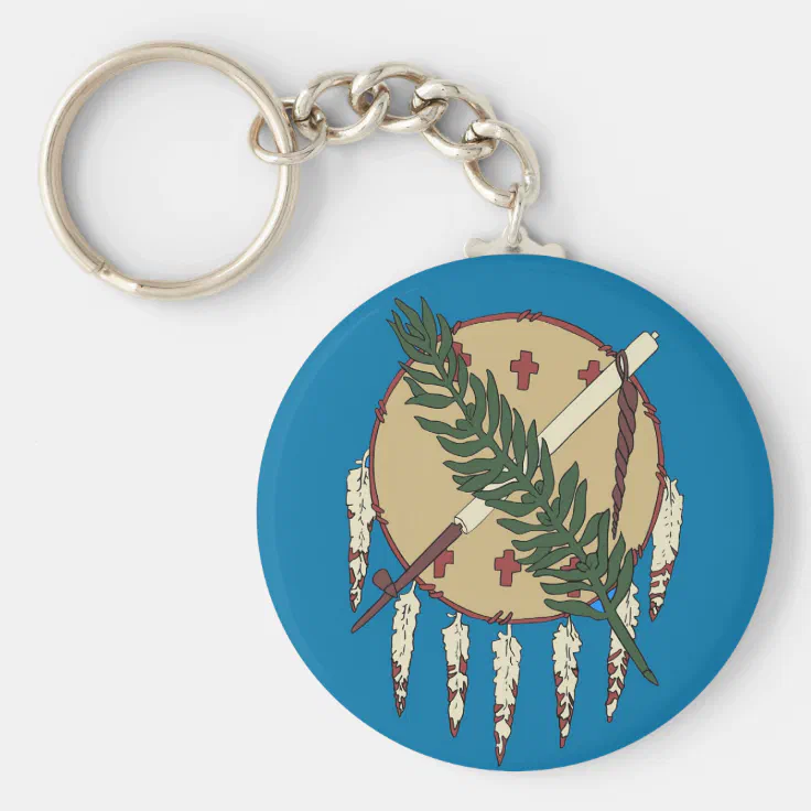 Keychain with Flag of Oklahoma State | Zazzle