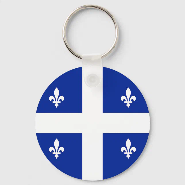 Keychain with Flag of Quebec, Canada | Zazzle