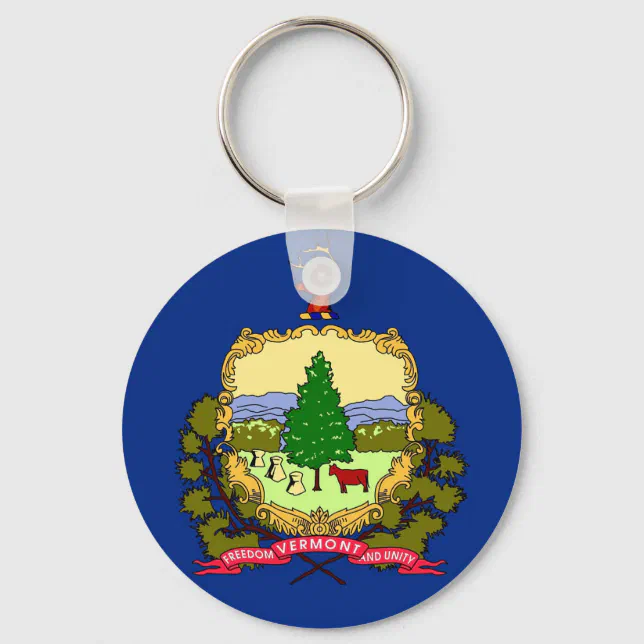 Keychain with Flag of Vermont State | Zazzle