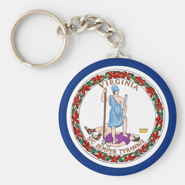 Keychain with Flag of Virginia State | Zazzle