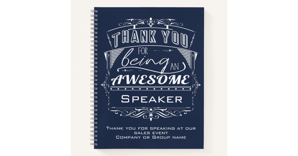 Keynote Speaker Thank You Appreciation Notebook | Zazzle