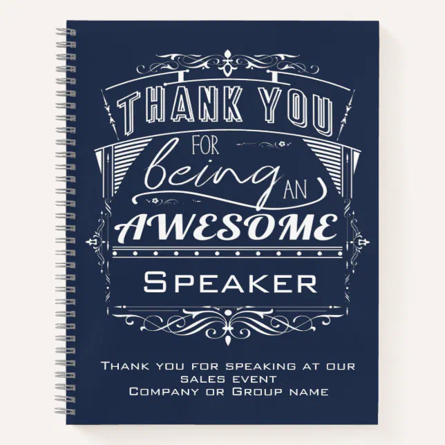 Keynote Speaker Thank You Appreciation Notebook | Zazzle