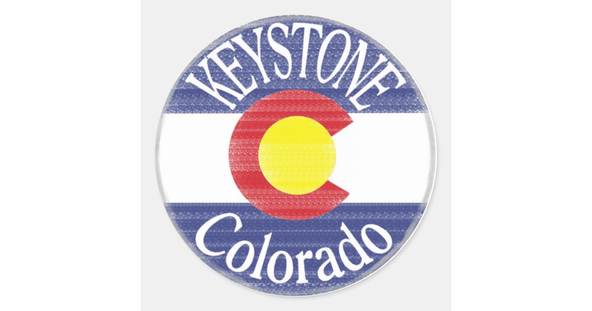 Keystone Colorado circle flag stickers | Zazzle