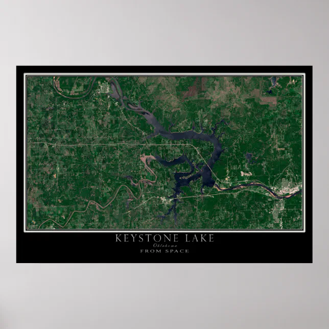 Keystone Lake Oklahoma From Space Satellite Map Poster | Zazzle