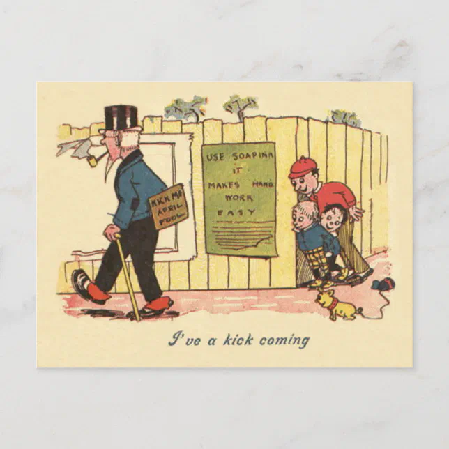 Kick Me Sign Prank Children Old Man Postcard | Zazzle