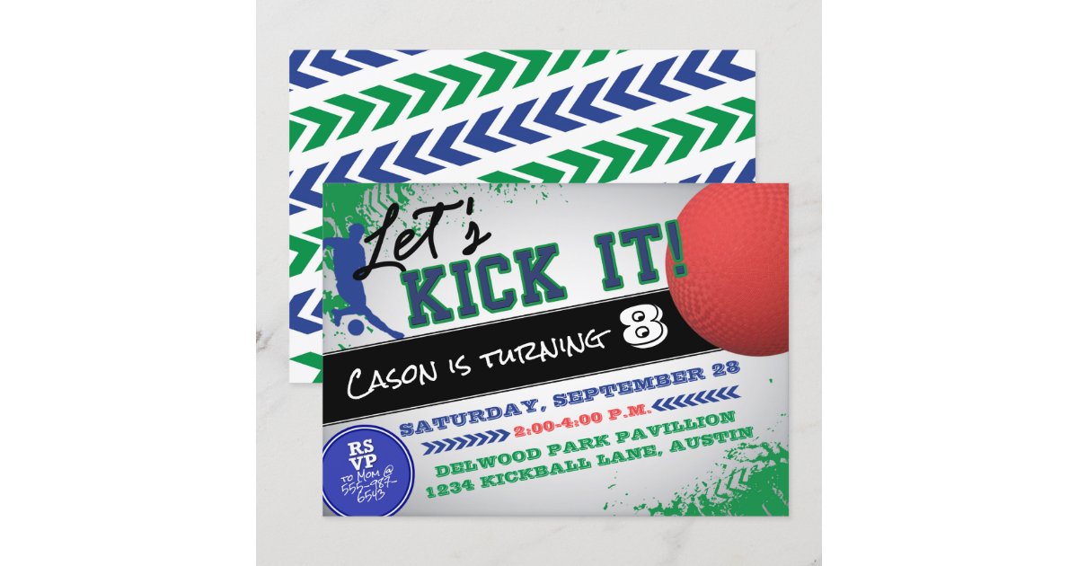 Kickball Boy Sports Birthday Invitation | Zazzle
