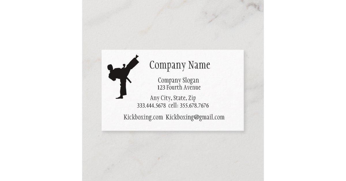 Kickboxing or Martial Art Sport Business Card | Zazzle