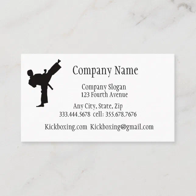 Kickboxing or Martial Art Sport Business Card | Zazzle