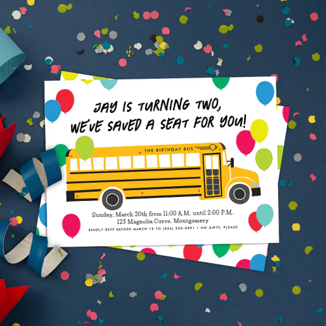 Kid Birthday Yellow School Bus Party Invitation | Zazzle
