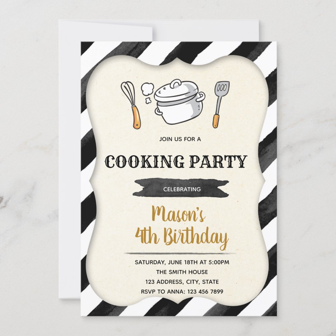 Kid cooking birthday party invitation | Zazzle