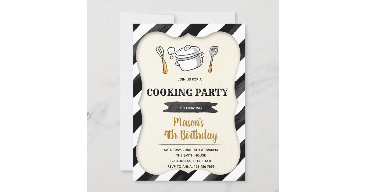 Kid cooking birthday party invitation | Zazzle