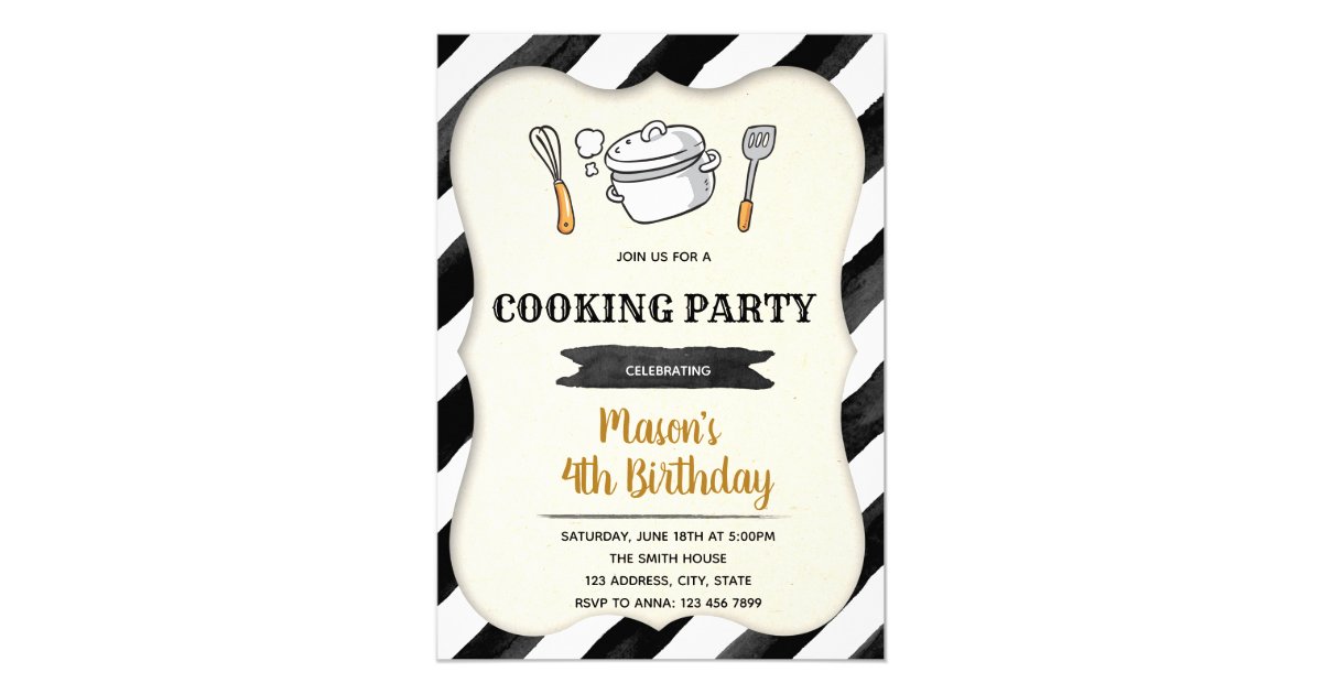 Kid cooking birthday party invitation | Zazzle.com