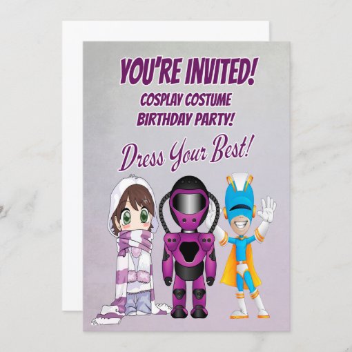 Kid Cosplay Theme Birthday Party with Characters Invitation | Zazzle