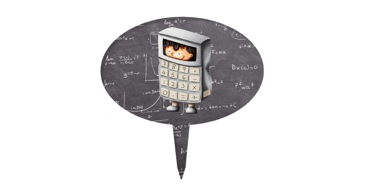 Kid in calculator costume mathematics cake topper | Zazzle