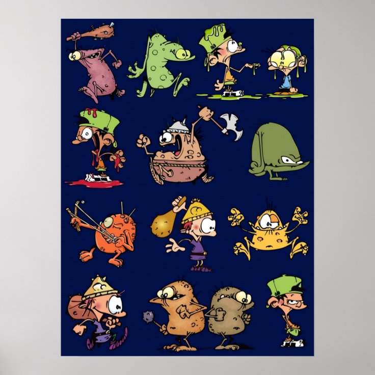 Kid Paddle Characters Blue Poster | Zazzle