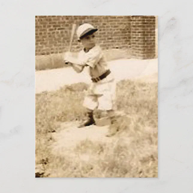 kid playing baseball postcard | Zazzle