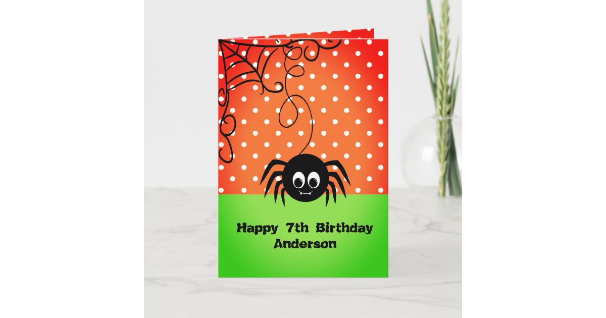 Kid Spooky Spider Birthday Halloween Card | Zazzle