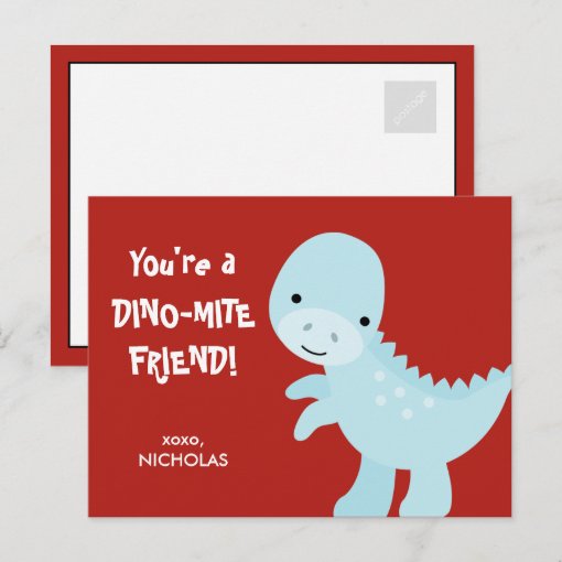 Kid Valentine's Day Card - Dino-mite Friend | Zazzle