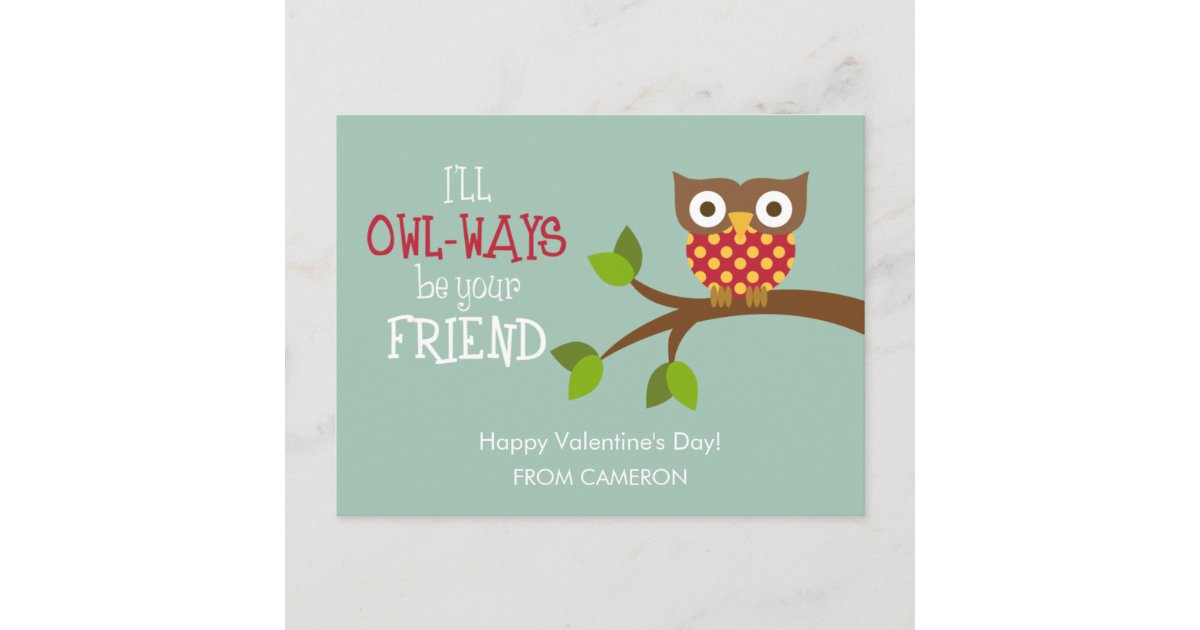 Kid Valentine's Day Card - Owl-ways Friends | Zazzle