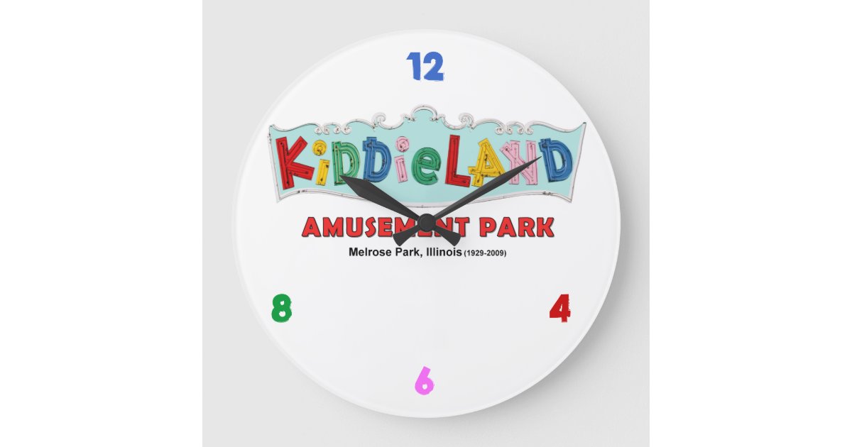 Kiddieland Melrose Park, IL, Text Sign Large Clock | Zazzle