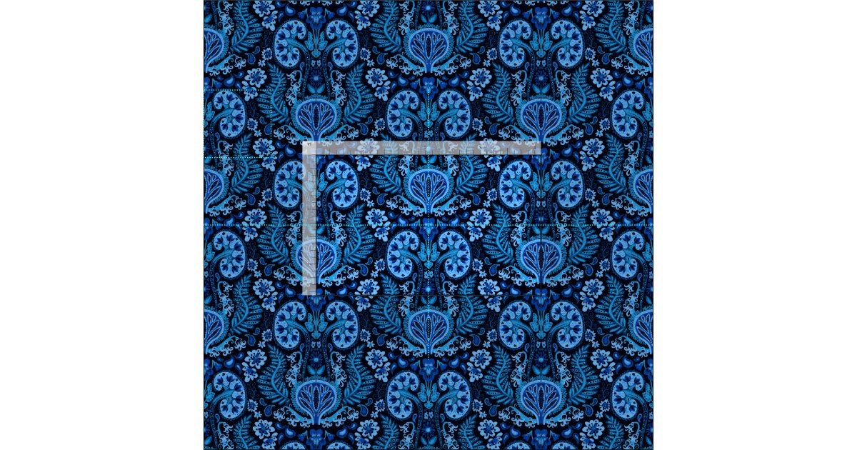 Kidney Damask in Navy Blue Fabric | Zazzle