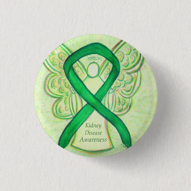 Kidney Disease Awareness Angel Ribbon Art Pin | Zazzle